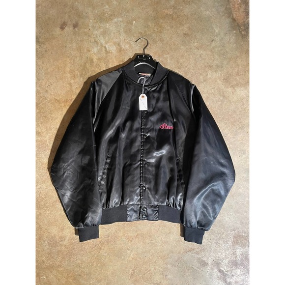 Vintage | Jackets & Coats | 8s Vintage Black Satin Music Bomber Jacket ...